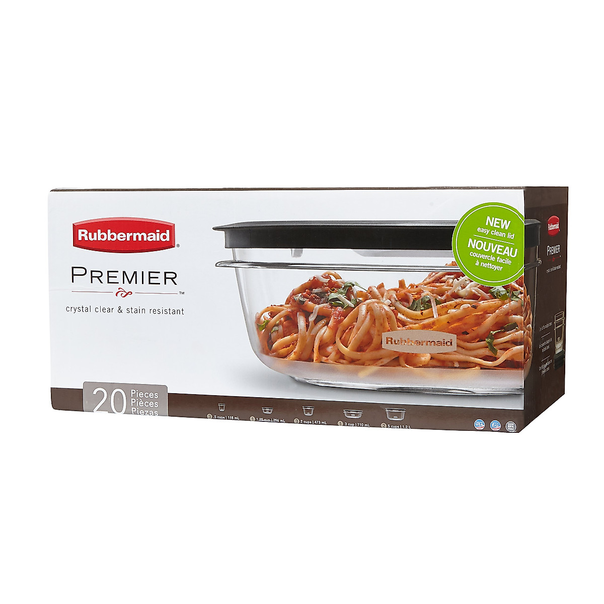 Rubbermaid Premier Easy Find Lids Meal Prep and Food Storage Containers, Set of 10 (20 Pieces Total), Grey |BPA-Free & Stain Resistant