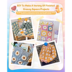 Coopay Crochet Kit Beginners for Blanket, Granny Squares Crochet Blanket Kit with Instructions & Enough Yarn, Complete Crochet Starter Kit Easy Learn to Crochet Blanket Kit for Beginners Adults