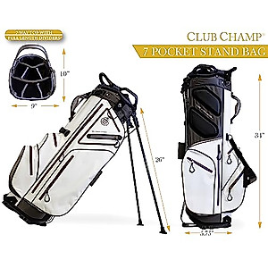 Club Champ Waterproof Stand Golf Bag, White/Black (JR989)