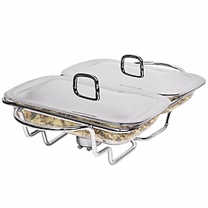 Galashield Chafing Dish Buffet Set Warming Tray with Lids Stainless Steel with 2 Oven Safe Glass Dishes Buffet Servers (1.5-Quart Each Tray)
