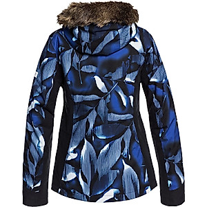 Roxy Jet Ski Premium Snow Jacket Mazarine Blue Stiped Leaves LG (US 11)