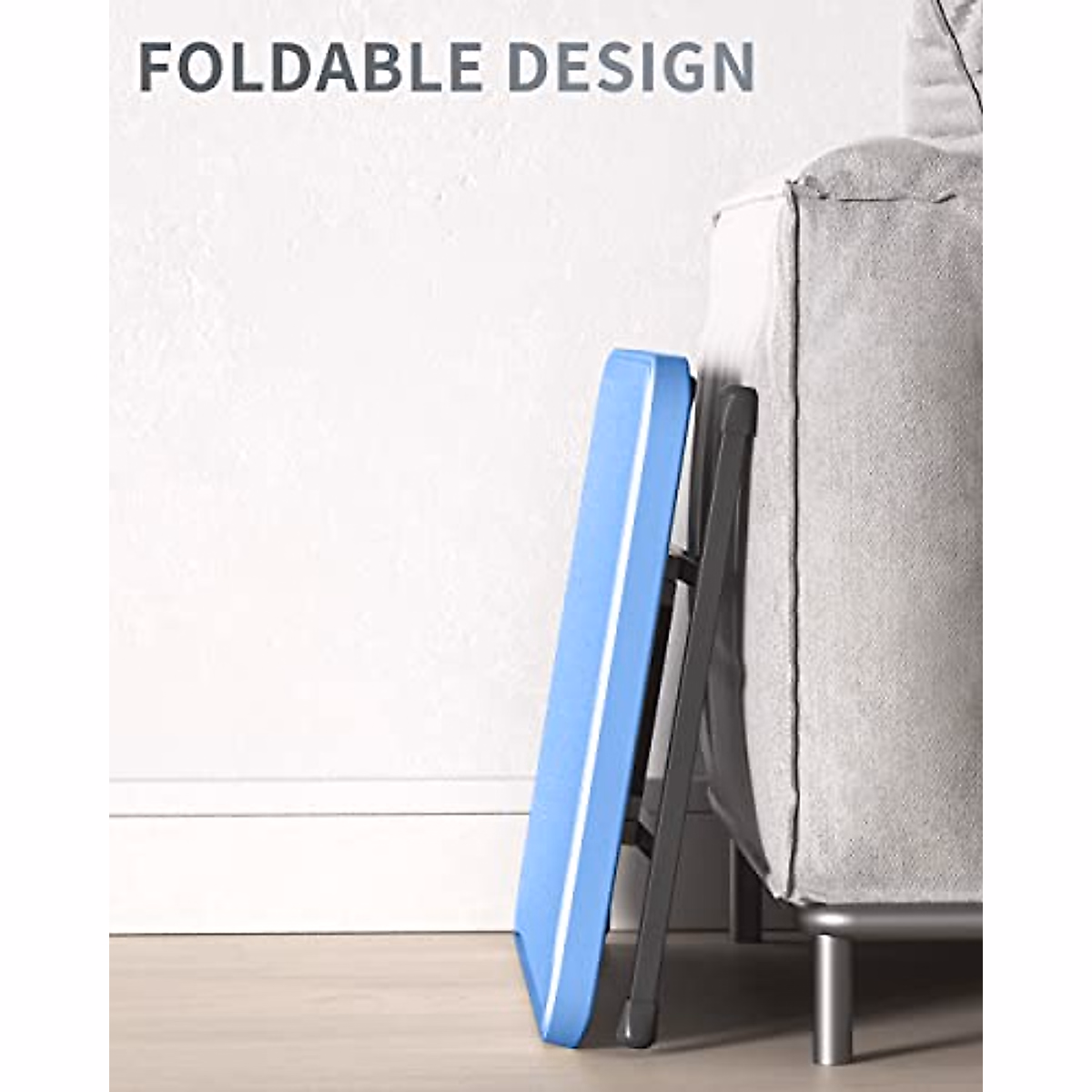 SOUNDANCE Small Folding Table, Adjustable TV Tray, Portable Dinner Table, Lightweight, Zero Assembly, Easy to Fold and Storage, Sturdy Desk for Home Garden Office Indoor Outdoor Use, Blue