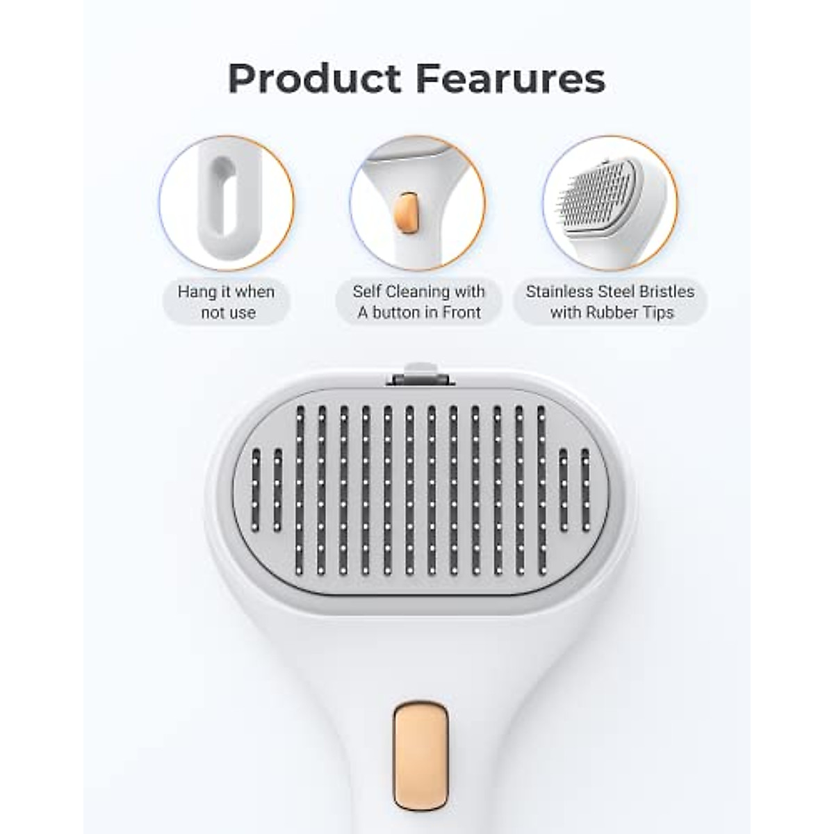 Cat Brush for Shedding Long or Short Haired Cats, Cat Brushes for Indoor Cats, DONOTU Self Cleaning Slicker Brush for Large Medium Small Dogs, Pets Grooming Tool, Removes Mats, Tangles and Loose Fur