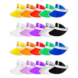 20 Pieces Sun Visor Hats Women Sports Beach Golf Hat PVC Visor Hats for Women Colored Visor Retro Visor for Women Men Outdoor Party Golf Beach Sports Activities