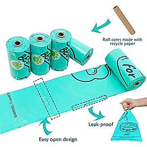 YUCHIYA Dog Poop Bag Dispenser with Flashlight|Dog Poop Bag Holder with Leash Clip|Hands-Free Leash Poop Bag Holder with Straps and 1 Roll Dog Waste Bags (Crystal Blue)