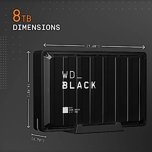 WD_Black 8TB D10 Game Drive, Portable External Hard Drive HDD Compatible with Playstation, Xbox, PC, & Mac - WDBA3P0080HBK-NESN (Renewed)