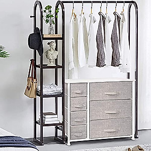 CERBIOR Wide Drawer Dresser Storage Organizer 5-Drawer 7-Drawer Closet Shelves, Sturdy Steel Frame Wood Top with Easy Pull Fabric Bins for Clothing, Blankets