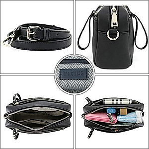 MAXWISE Shoulder Bags PU Leather Side Purse Crossbody Purses for Women Triple Zip Small Crossbody Bag for women,Cell Phone Purse Shoulder Handbag Wallet(Black)