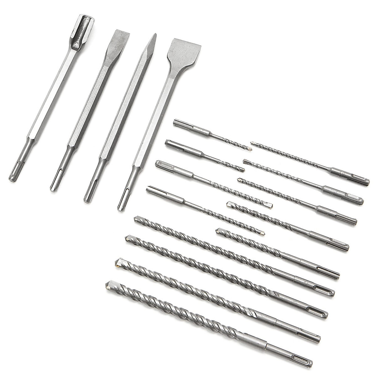 CORTOOL Rotary Hammer Drill Bits Set & Chisels SDS Plus Shank Concrete Masonry Hole Tool 17pcs with Storage Case 40Cr Steel Drill Bit Set