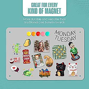 Houseables Magnetic Board, Magnet Display, Bulletin Panel, Grey, 17.5" Wide x 12" High, Small, Metal, Steel Sheet, Heavy Duty, Decorative Memo, Dry Erase, for Wall, Refrigerator, Writing, Kids