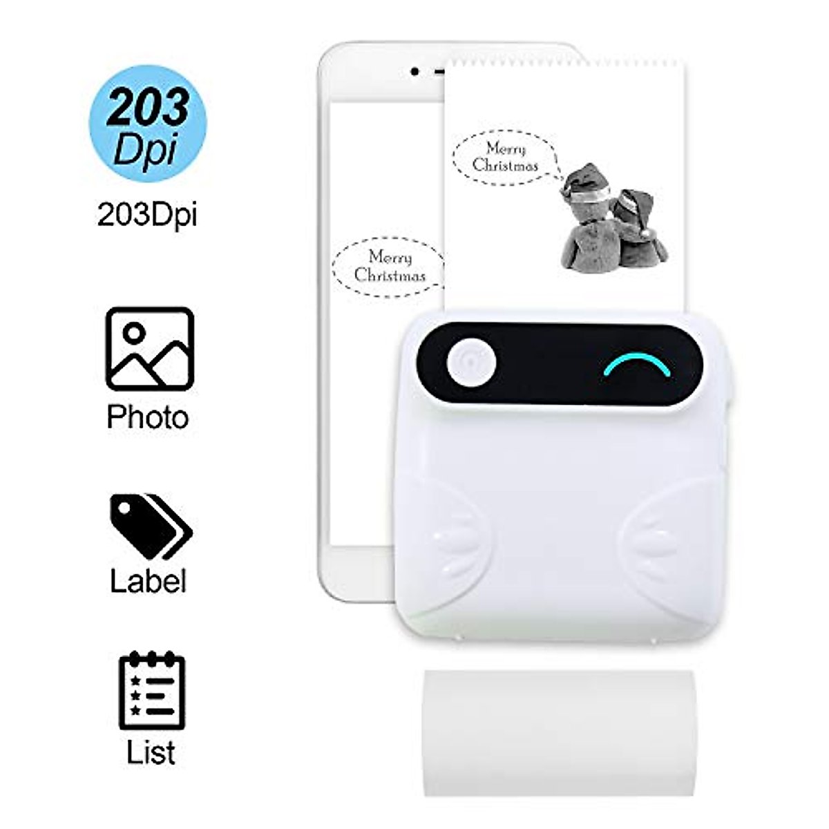 VIBY Mini BT Pocket Printer Portable Instant Mobile Printer Thermal Paper Receipt Printer for Android iOS Smartphone Windows
