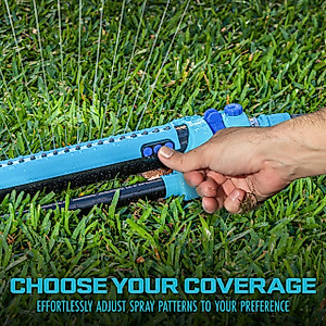 Aqua Joe AJ-OMS20-BRS 4973 Sq Ft Variable-Width Turbo Oscillating Sprinkler, 6 Switchable Spray Nozzles