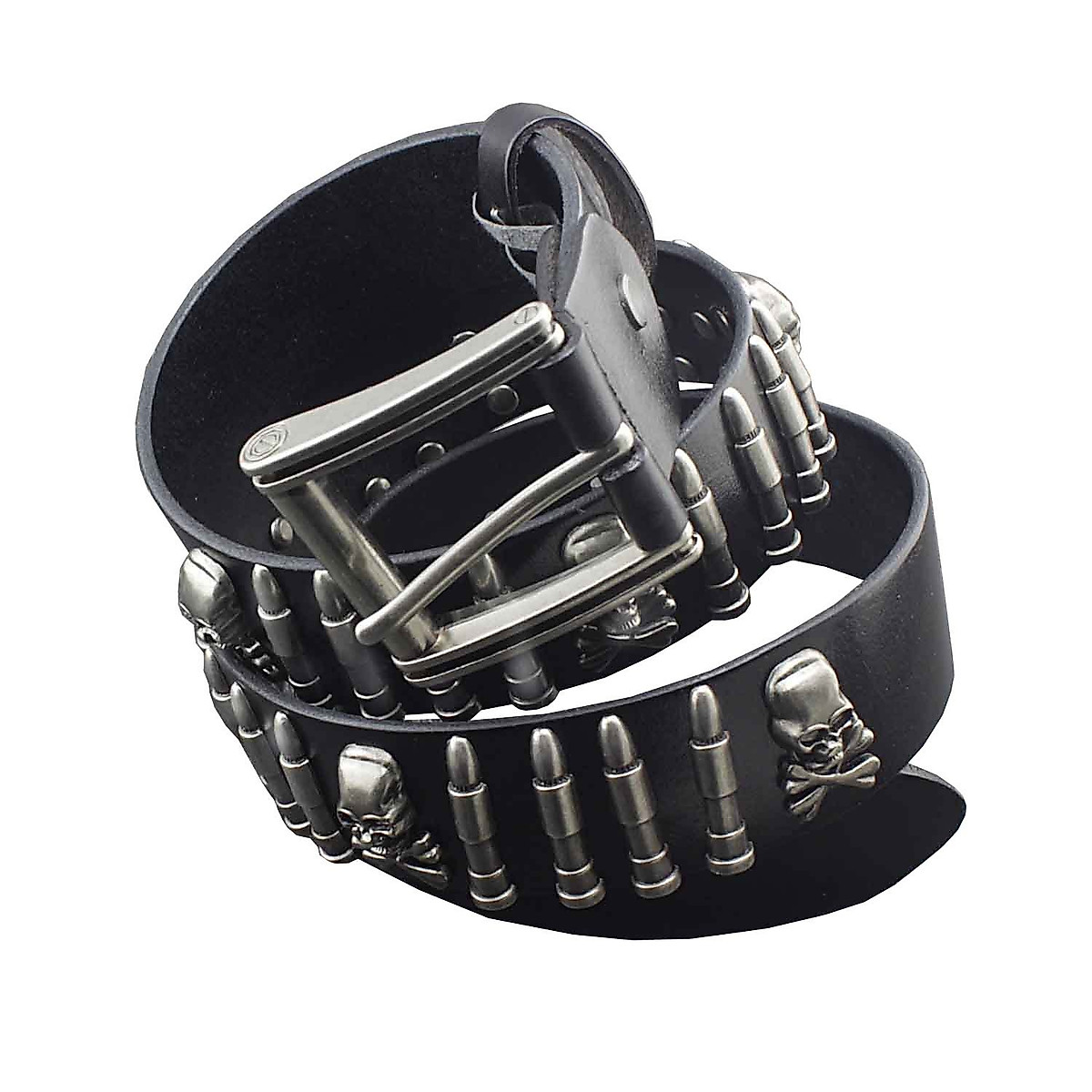 Cool Mens Bullet Skull Stud Punk Rock Biker Real Leather Belt Waistband726146236614