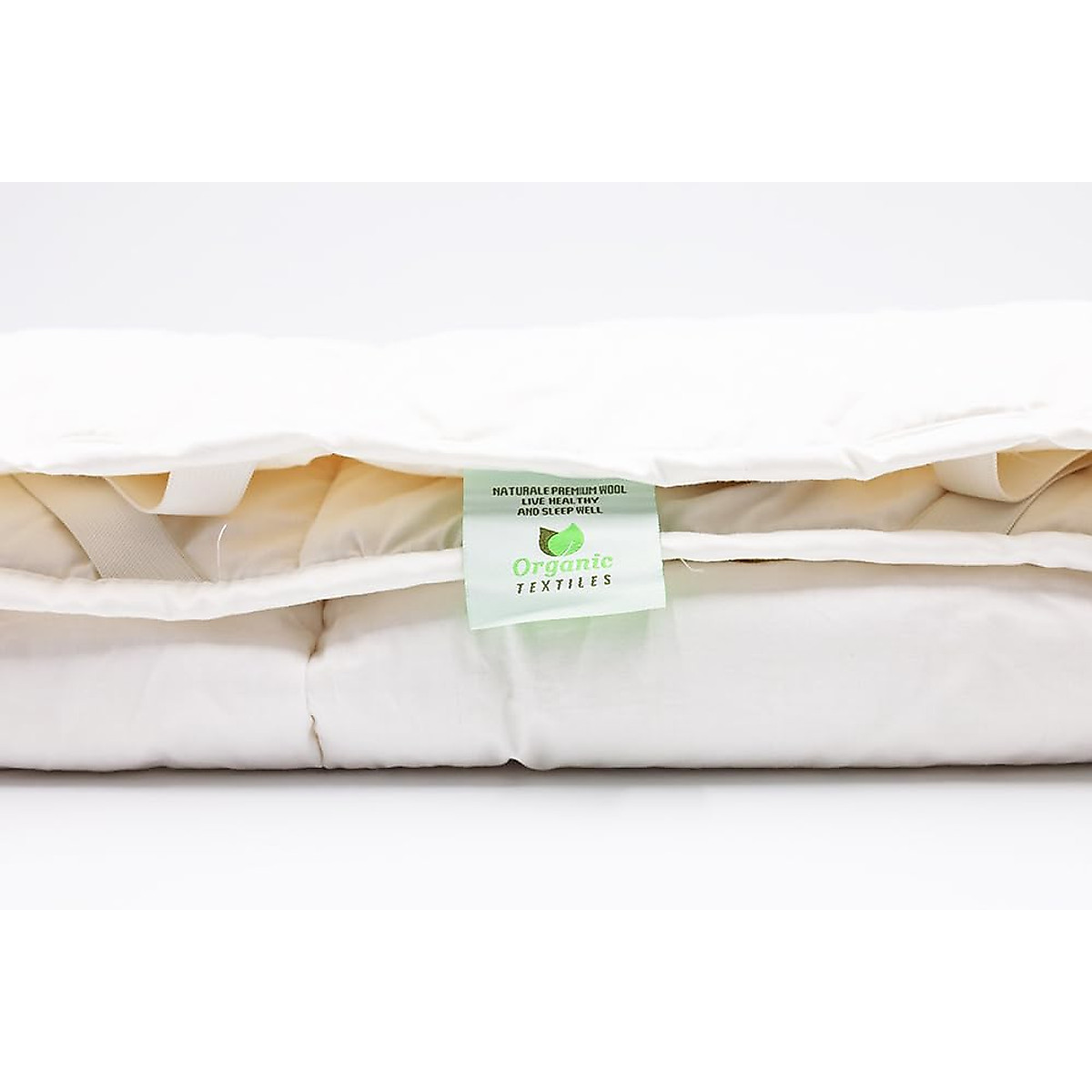 OrganicTextiles 100% Natural Australian Wool Mattress Pad with Organic Cotton Cover (King Size), Moisture Wicking, Luxurious Soft Feel, Baffle Box Stitching, Temperature Regulation, Machine Washable
