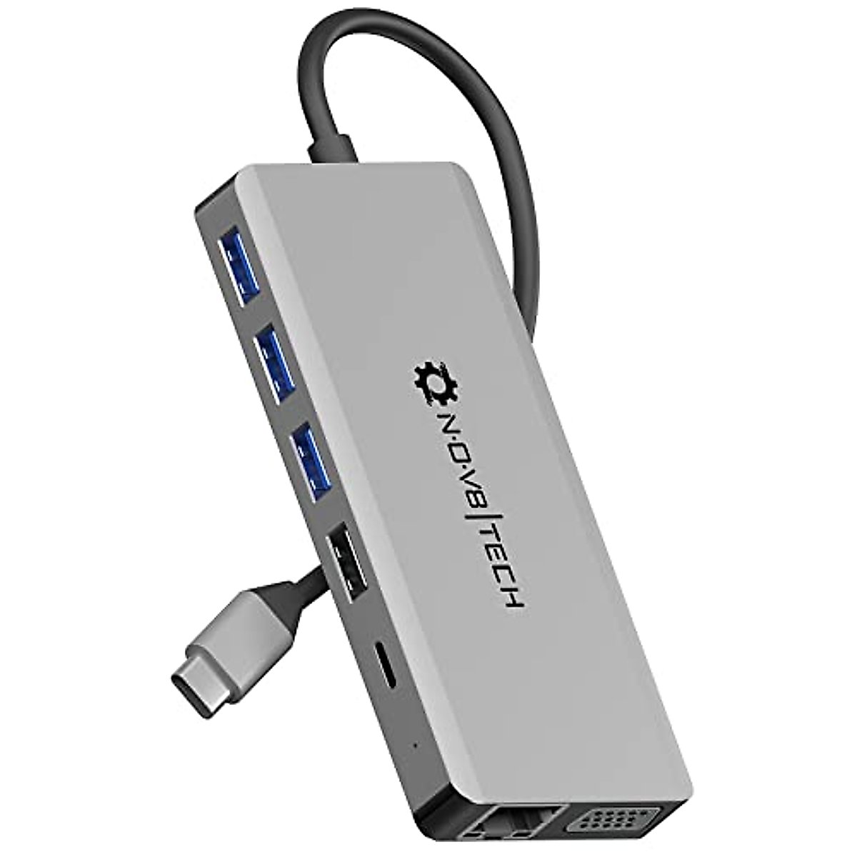 Nov8tech 13in1 USB C Docking Station Dual Monitor, USB C Hub with Dual HDMI, VGA, Ethernet, 5 Ports USB 3.0/2.0/C, 100W PD, TF/SD Card Reader, Audio, Compatible with MacBook, Laptops & Type C Devices