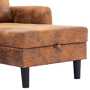 HomSof Sectional Reversible Chaise Longue, Modern L-Shaped Couch with Pull Storage, Coffee Sofa Bed