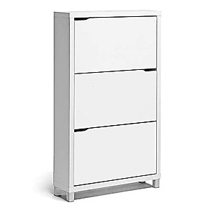 Home Square 3 Shelf Wood Shoe Cabinet Set in White (Set of 2)