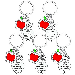 MADHAHEFU Teacher Gifts 5Pcs Teacher Keychains Appreciation Thank You Gift for Teacher Thanksgiving Day Gift Birthday Teachers Day Gift (Gow & Learn)