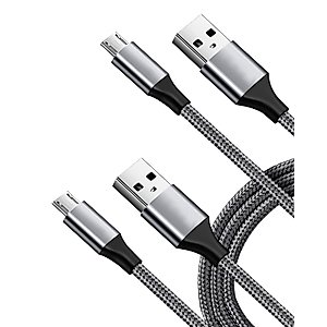 EWUONU Micro USB Cable, 2Pack 10FT Android Charger Cord Nylon Braided Sync and Fast Charging Cable for Samsung Galaxy S7 Edge S6 S5 S2 J7 J7V J5 J3 J3V,LG K40 K20,Moto E4 E5 E6,Tablet,PS4,Xbox one