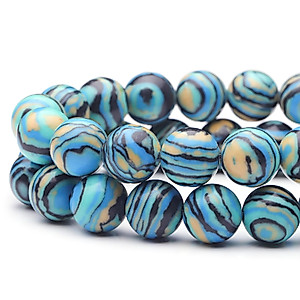 Youngbling Natural Gemstone Beads for Jewelry Making,8mm Blue Malachite Polished Round Smooth Stone Beads,Genuine Real Stone Red Beads for Bracelet Necklace 15 Inch(Blue Malachite,8mm)