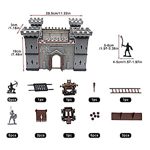 CfoPiryx Medieval Castle Toys,Knight Game Soldier Model Building Accessories, DIY Assembled Castle Model Set,Playset Gifts