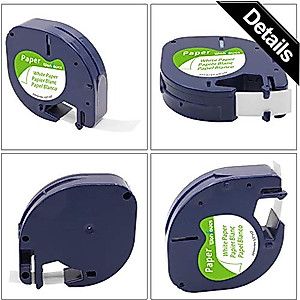 Wonfoucs 3-Pack Label Maker Paper Replacement for Dymo Label Maker Refills 91330 Self-Adhesive White Paper Label Refill 12mm x 4m 1/2 x 13 Work with DYMO LetraTag Label Makers LT-100H LT-100T QX50