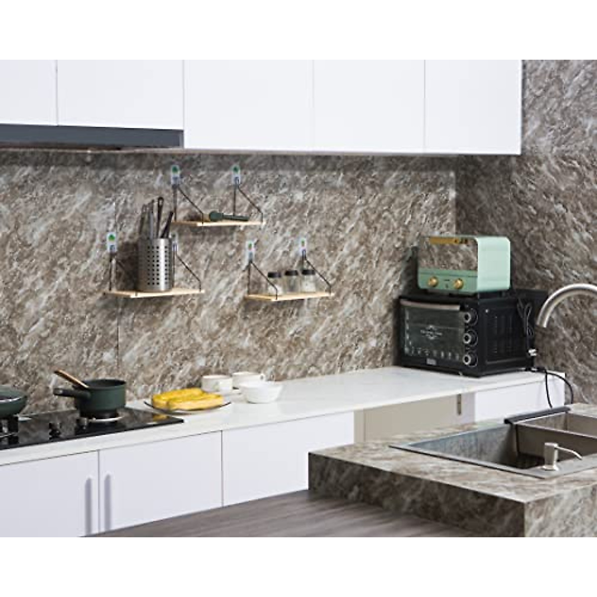 QsQueen Floating Shelves Set of 3 Rustic Solid Wood Floating Shelf Wall Storage Shelves for Living Room, Bedroom, Bathroom, Kitchen