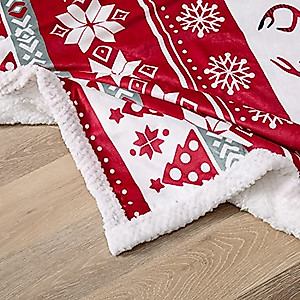 Christmas Throw Blanket, Soft Cozy Fleece Sherpa Fuzzy Blanket, Warm Plush Fluffy Flannel Throw Blanket Fall Winter for Couch Bed 50" X 60"