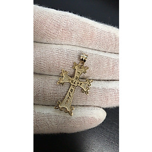 LA BLINGZ 14K Yellow Gold Armenian Reversible Cross Pendant