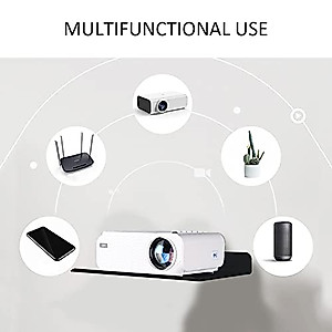 OLizee® Drill-Free Wall Mount Floating Display Shelf with Cable Hole Baby Monitor Projector Wall Shelf Video Camera Wall Holder WiFi Router Storage Shelf Smart Speaker Wall Shelf Large