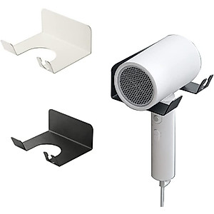 Designer Miss Hair Dryer Holder, Adhesive Blow Dryer Holder, Wall Mounted Hair Dryer Rack, No Drilling Dryer Hanger for Bathroom Decor (white)