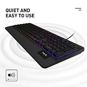 havit Wired LED Keyboard, Rainbow Backlit Computer Keyboard Ergonomic LED Gaming Keyboards Wrist Rest 104 Keys for Office PC Desktop Laptop Game Black