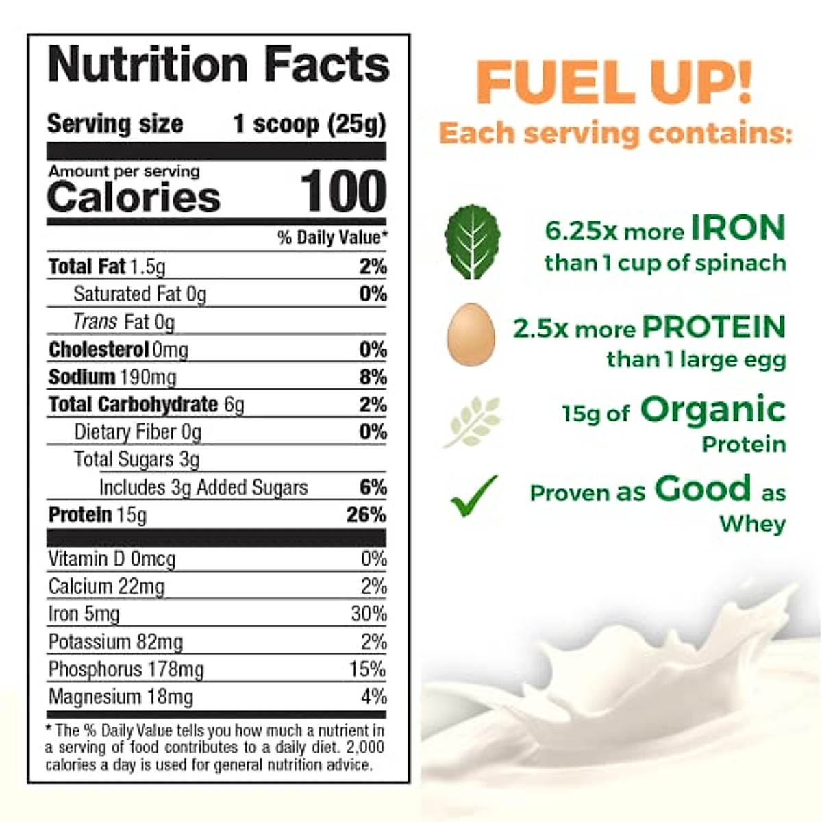 Growing Naturals Raw Pea Protein Powder, Vegan Plant Based Protein, BCAA, Low-Carb, Low-Sugar, Vanilla Blast, 2 Pound (Pack of 1)