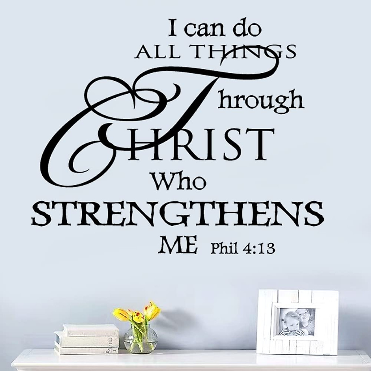 Bible Verse Wall Decals Vinyl Wall Quotes Stickers Inspirational Quotes Wall Decal Peel and Stick Wall Decor Religious Wall Decoration for Living Room Bedroom Office Bathroom.