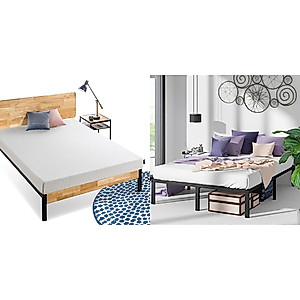 Zinus 6 Inch Ultima Memory Foam Mattress/Pressure Relieving/CertiPUR-US Certified/Bed-in-a-Box, Full & Yelena 14 Inch Metal Platform Bed Frame/Steel Slat Support/No Box Spring Needed