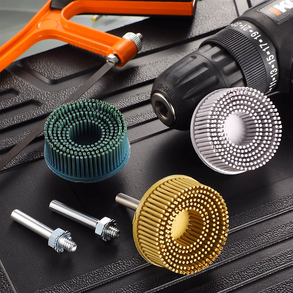 3 Pieces 2 Inch Bristle Disc Assorted Grit 50# 80# 120# Coarse Bristle Disc Attachment Abrasive Coating Removal Disc with 1/4 Inch Round Shank (50# 80# 120#)