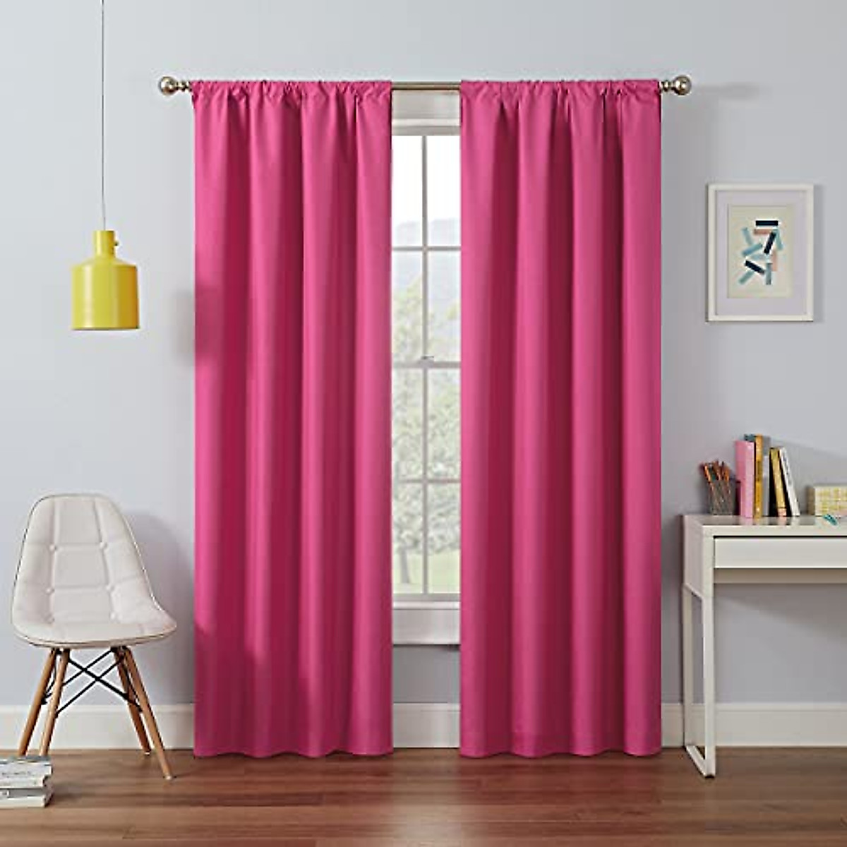 ECLIPSE Kendall Modern Blackout Thermal Rod Pocket Window Curtain for Bedroom or Living Room (1 Panel), 42 X 84, Raspberry