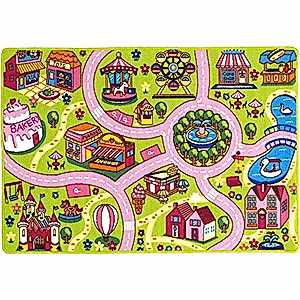 Kids Girl’s Carpet Playmat Car Rug – City Life Educational Road Traffic Carpet Multi Color Play Mat - Best Kids Rugs for Playroom & Kid Bedroom – for Ages 3-12 Years Old (8 Feet X 10 Feet)