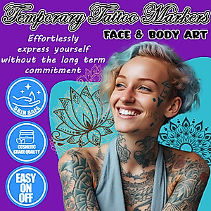 Jim&Gloria Temporary Tattoo Markers For Skin Fake Tattoo Pens Washable Face Paint Body Painting Art Gifts for Girls Boys Adults Teen Trendy Stuff, Trending Gifts For Tweens Teenage or Kids