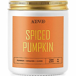 AOOVOO Spiced Pumpkin Candle - Pumpkin Candle, Wood Wick Candles, Fall Candles, Scented Candles, Scented Candles, Soy Candle, 9oz