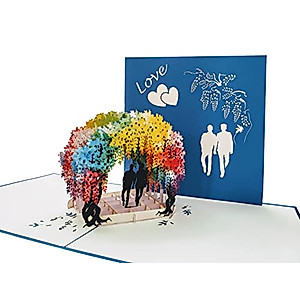 iGifts And Cards Gay Rainbow Wisteria Flower Tunnel 3D Pop Up Greeting Card - Romantic, Engagement, Anniversary, Wedding, Pride, Lovers, Grooms, LGBT