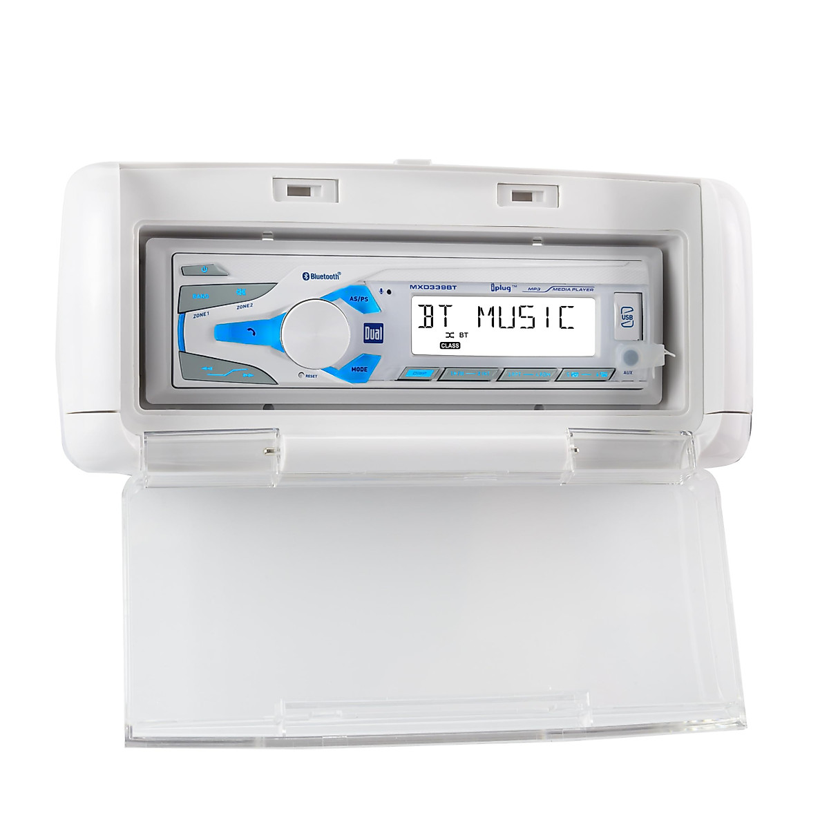 Dual Electronics SG3 Splashguard Marine Radio Housing Unit, Waterproof, Transparent, Single DIN, White