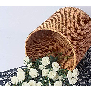 VECANCE Handmade Rattan Woven Wastebaskets, Multi-Functional Storage Basket 20x20cm
