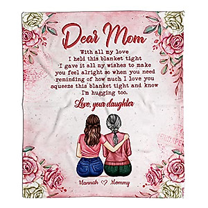 Toyshea Dear Mom Blanket with All My Love Mom Gifts from Daughter Son Personalized Throws Blankets Soft Sherpa Blanket Fleece Blanket for Mothers Day Christmas Thanksgiving Birthday Presents