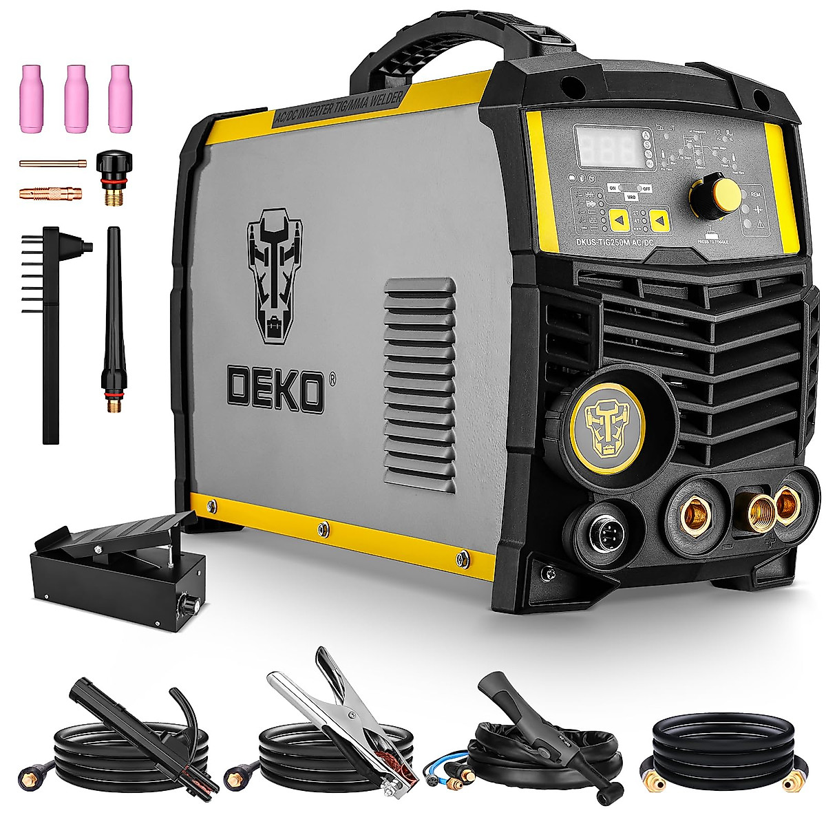 DEKO AC/DC Inverter TIG/MMA Welder,250A Fully Digital Welding Machine with Foot Pedal,IGBT,VRD Function for Carbon Steel,Stainless Steel,Copper,Aluminum and Aluminum Alloys…