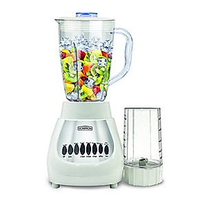 Dominion BlendMax Duo Countertop Blender for Smoothies and Shakes with Food Chopper for Nuts and Vegetables, 10 Speeds with Pulse, Sharp Durasteel® Stainless Steel Blade, White