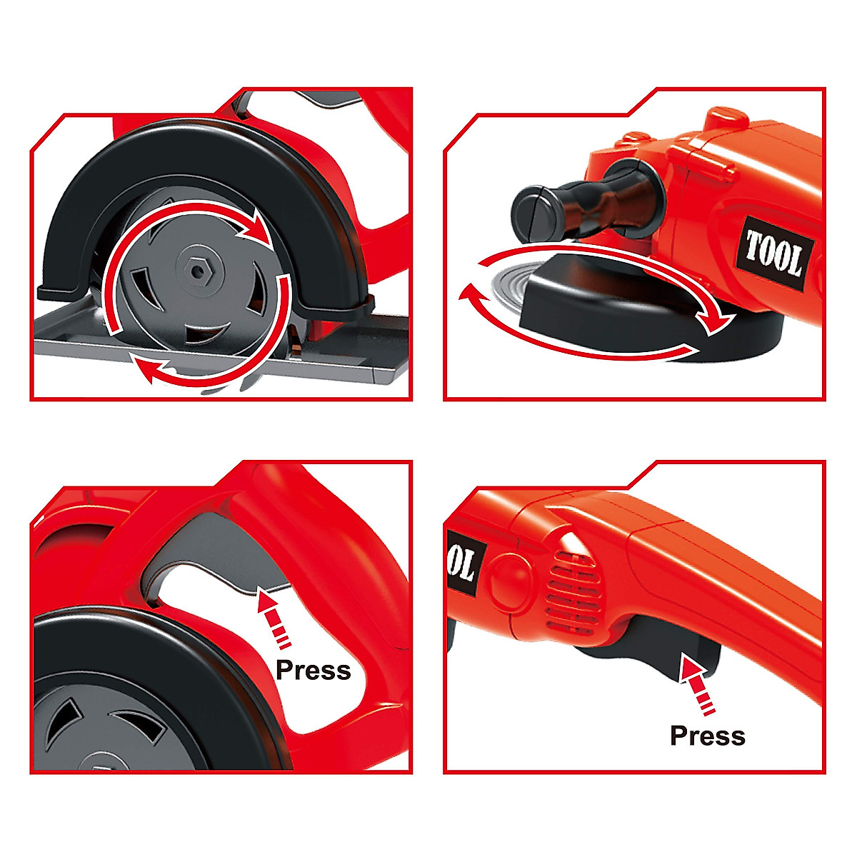 JOYIN 9Pcs Kids Tool Set, Pretend Play Toddler Tool Toys with Construction Worker Box & Electronic Drill Chainsaw Toy for Boy Girl Halloween Present Birthday Dress Up Party Favors