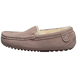 Dearfoams womens Fireside Mel Genuine Shearling Indoor/Outdoor Moccasin With Wide Widths Slipper, Dusty Pink, 9 US