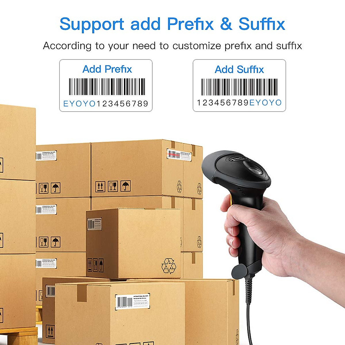 Eyoyo Handheld USB 2D Barcode Scanner, Wired Automatic QR Code Scanner PDF417 Data Matrix Bar Code Reader with Long USB Cable for Mobile Payment, Convenience Store, Supermarket, Warehouse