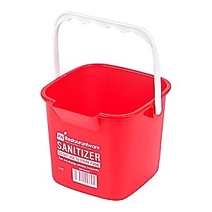Restaurantware Clean 3 Quart Cleaning Bucket, 1 Detergent Square Bucket - With Measurements, Built-In Spout & Handle, Red Plastic Utility Bucket, For Home Or Commercial Use